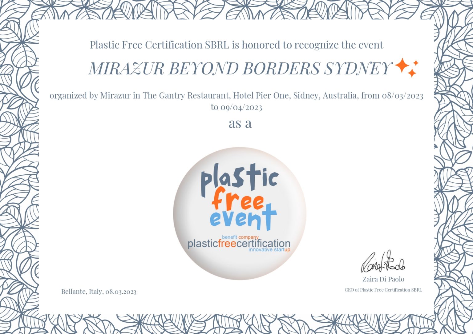 Plastic Free Events - Plastic Free Certification